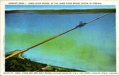 Newport News James River Bridge VA aerial view antique 1930s - Photo ...