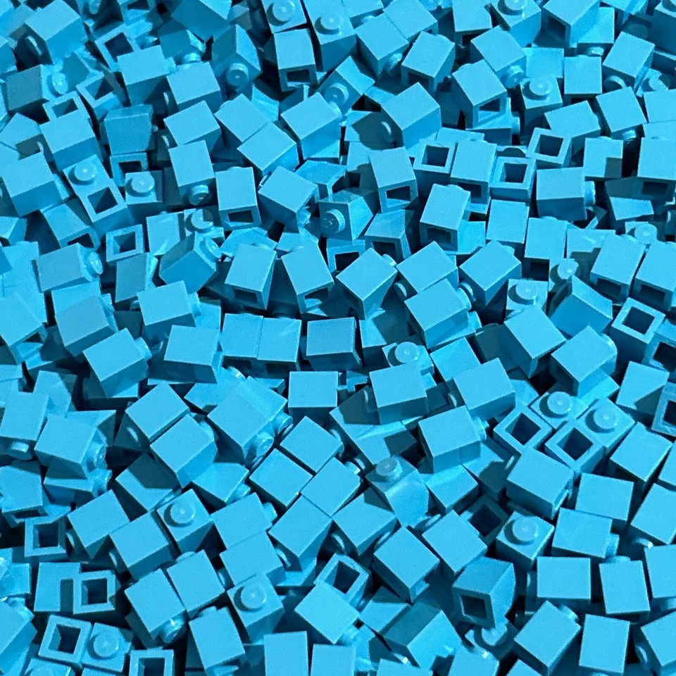 LEGO Medium Azure 1x1 Brick (3005) - 100 New Pieces - Building Bricks ...