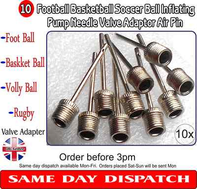 10 X Football Basketball Soccer Ball Inflating Pump Needle Valve ...
