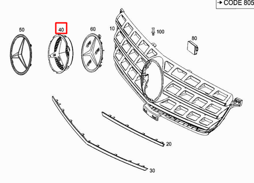 NEW GENUINE MERCEDES BENZ ML GLE GLC FRONT EMBLEM BADGE BASE ...