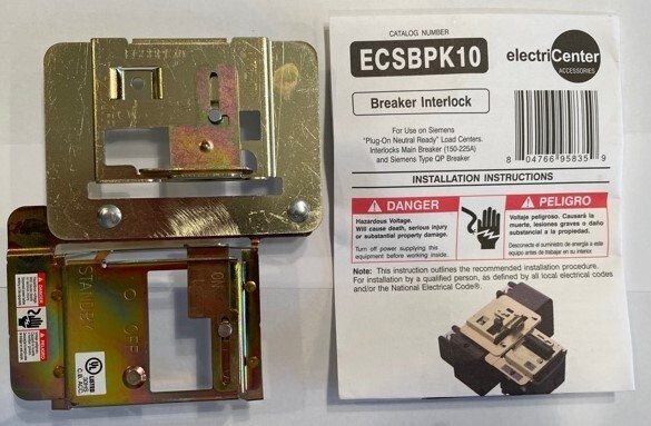 Siemens Generator interlock ECSBPK10 200 Amp for Plug On Neutral Panel ...