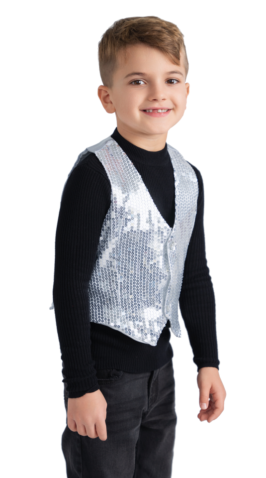 Dress-Up-America Sequin Vest for Kids - Shiny Dance Vest - Gold, Silver ...