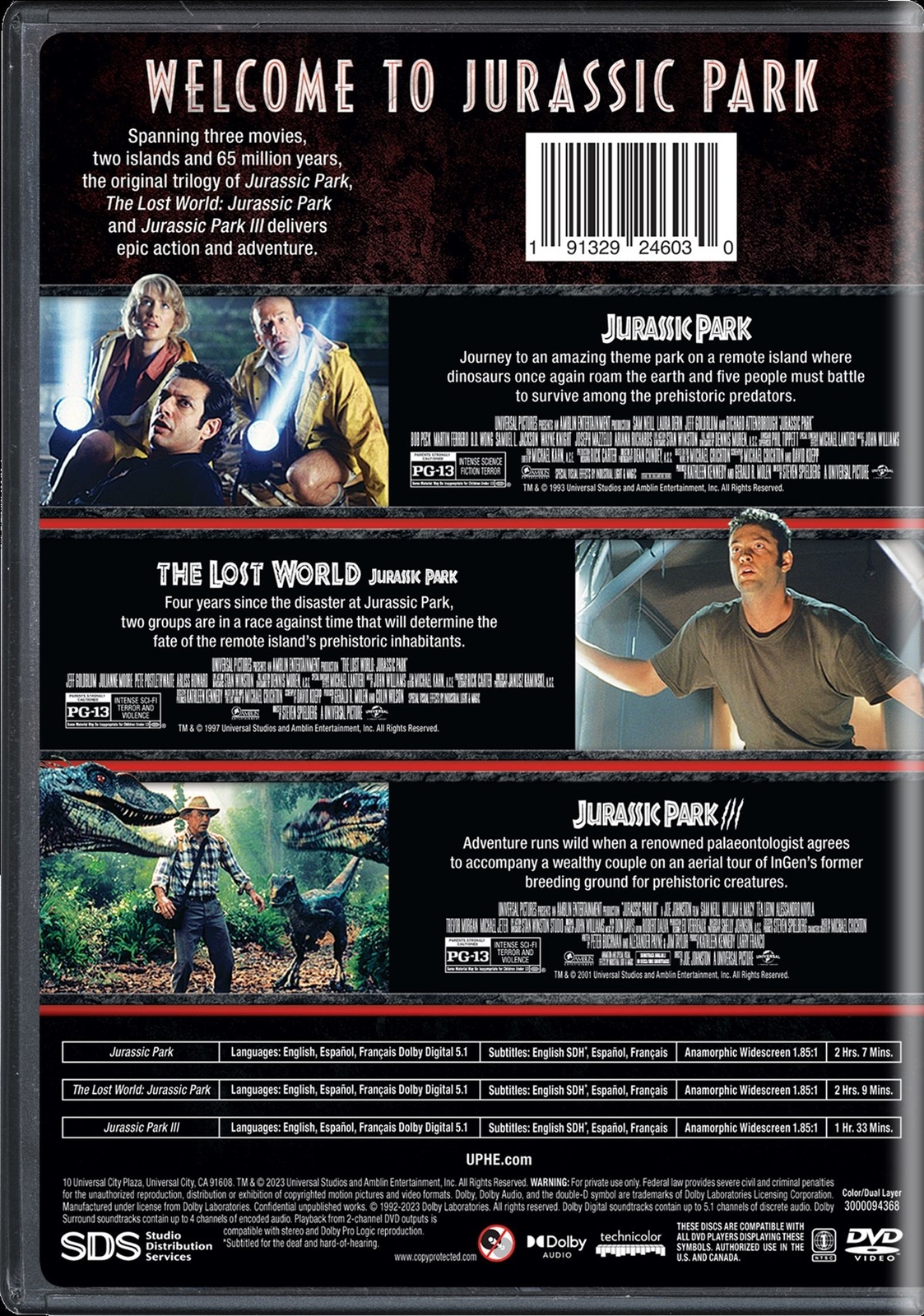 Jurassic Park Trilogy Collection DVD Richard Attenborough NEW ...
