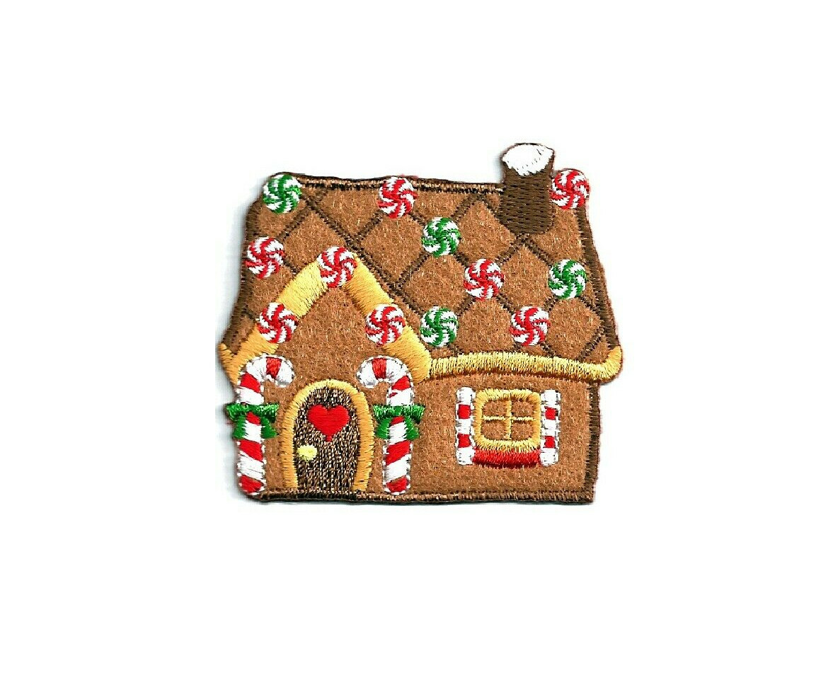 Gingerbread House - Peppermint - Christmas - Embroidered Iron On Patch ...