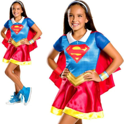 Supergirl Costume Kids Superhero Fancy Dress Outfit Comic Book Girls | eBay