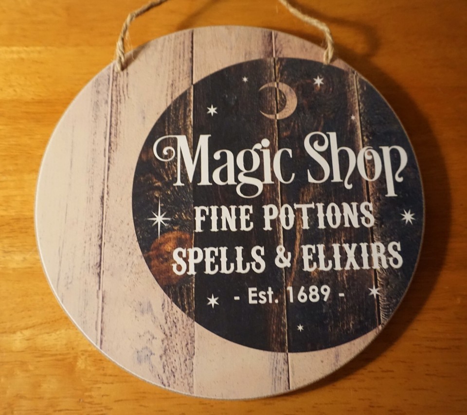 Vintage Style Magic Shop Sign Primitive Wood Retro Moon Halloween Home ...