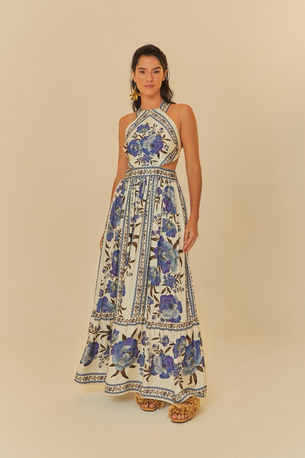 Farm Rio Brazil Floral Blue Print Dress Size S | eBay