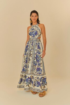 Farm Rio Brazil Floral Blue Print Dress Size S | eBay