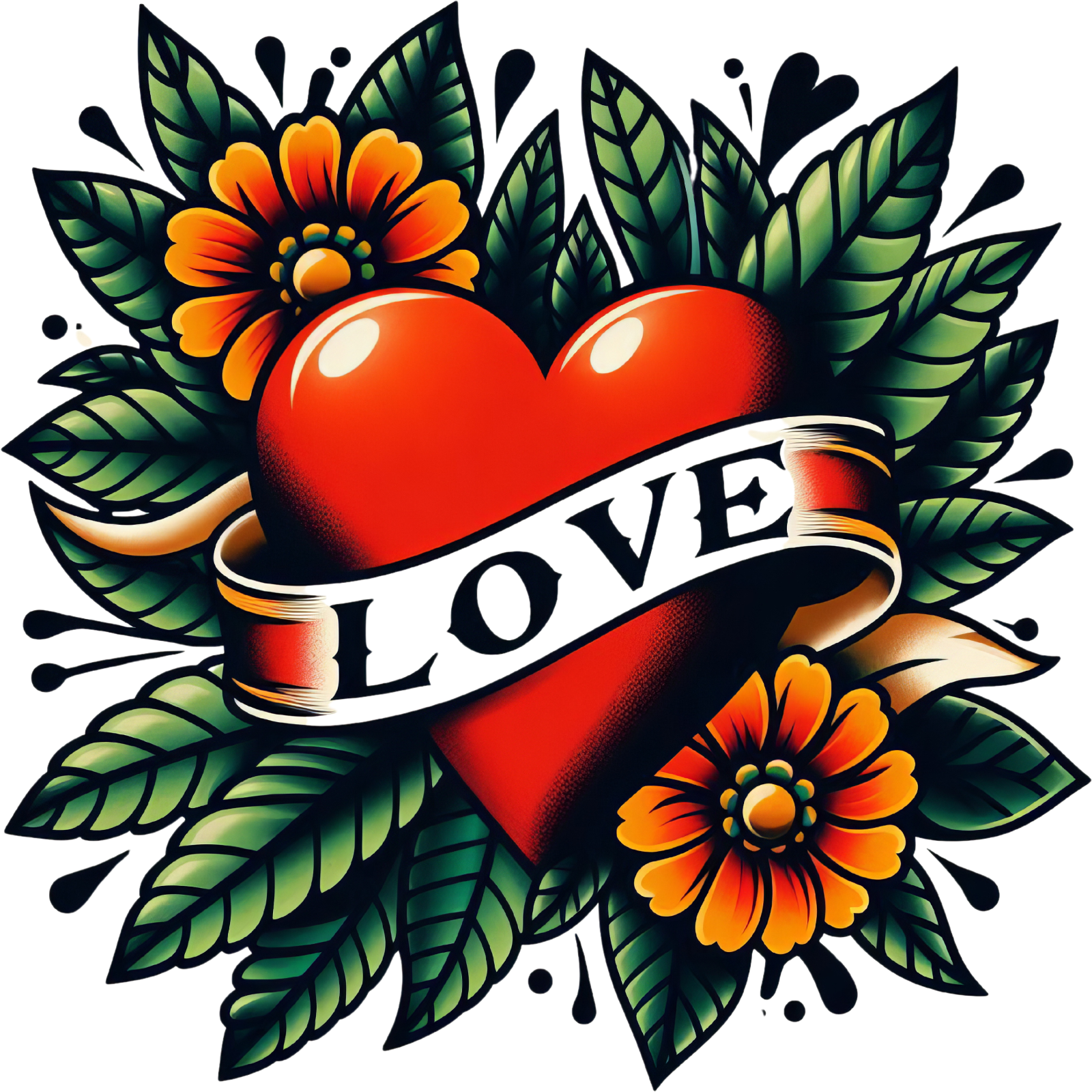 Retro Flower Sticker 4" Vintage Love Design Live Heart Flowers Old ...