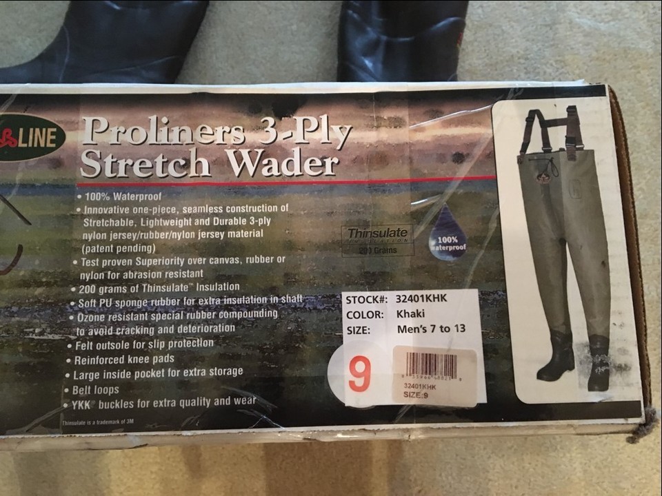 Pro Line 3 Ply Stretch Wader 100% Waterproof, Size 9 Khaki - Never Used ...