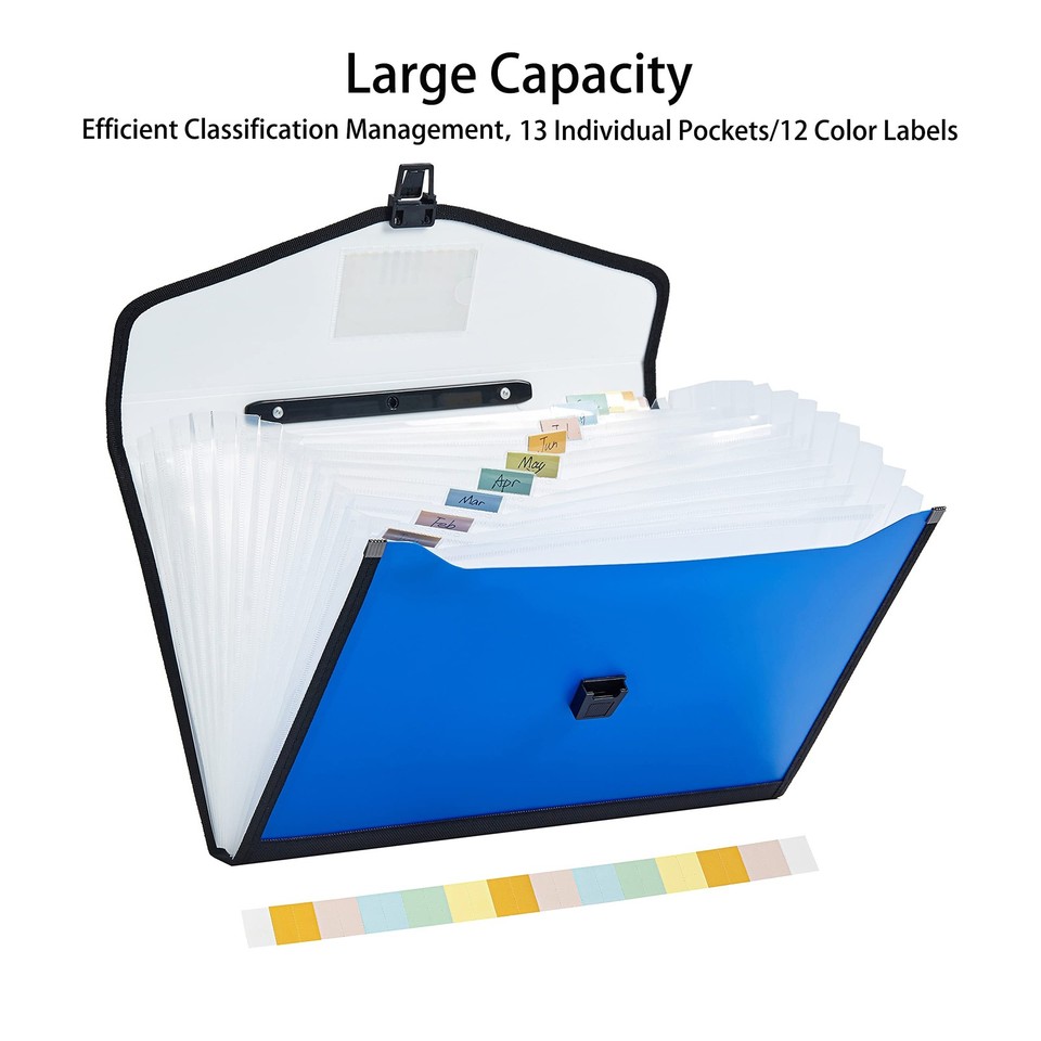 Legal Size 13-Pockets Expanding File Folder with Handle, Plastic ...