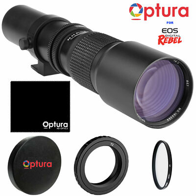 OPTURA HD 32k 500mm Telephoto Lens for Canon EOS EF and EF-S Mount DSLR ...