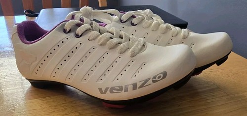 Venzo Cycling shoes size 5.5 Women's White Purple Lace | eBay