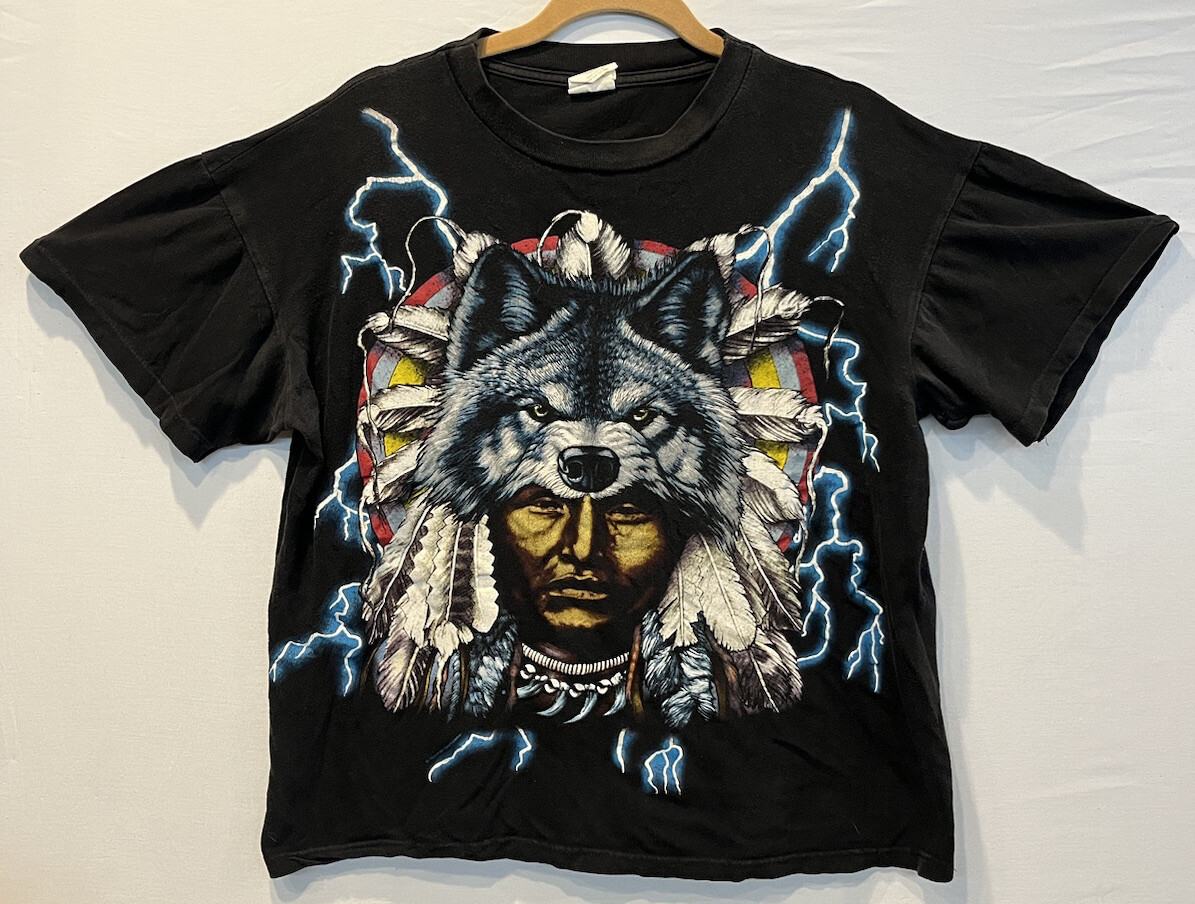 American Thunder Native American Wolf Lightning Shirt… - Gem