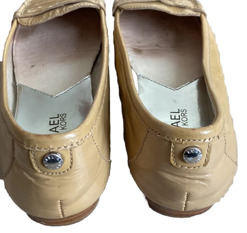 Michael Kors Patent Leather Loafer Shoes Size 7 Beige Comfort MK | eBay