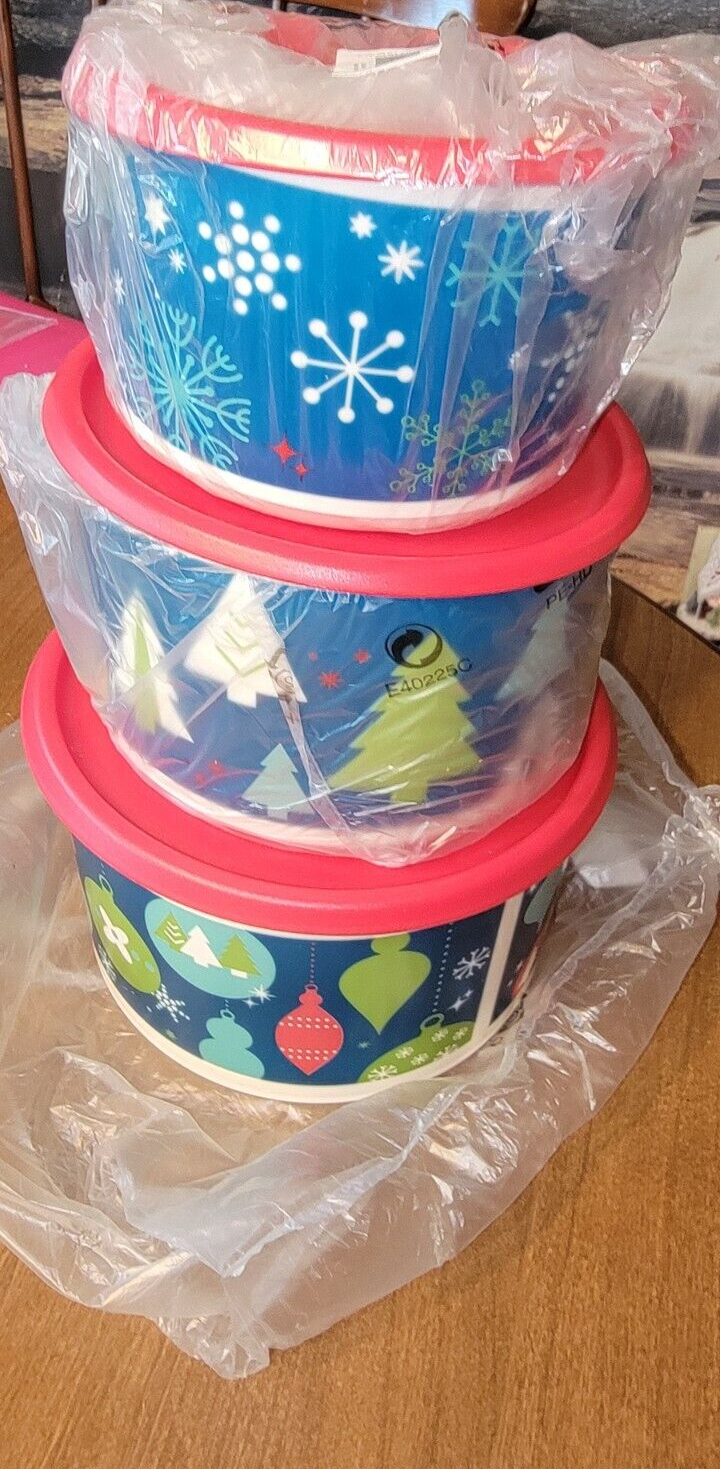 NEW Tupperware Holiday Christmas Stacking Canisters-Set of 3 | eBay
