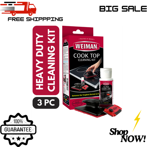 Weiman Glass Stove Top Complete Cleaning Kit Cleaner Scrubber & Scraper ...