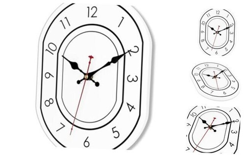 Oval Wall Clock Silent Non Ticking Wood Wall Clocks Battery Operated ...