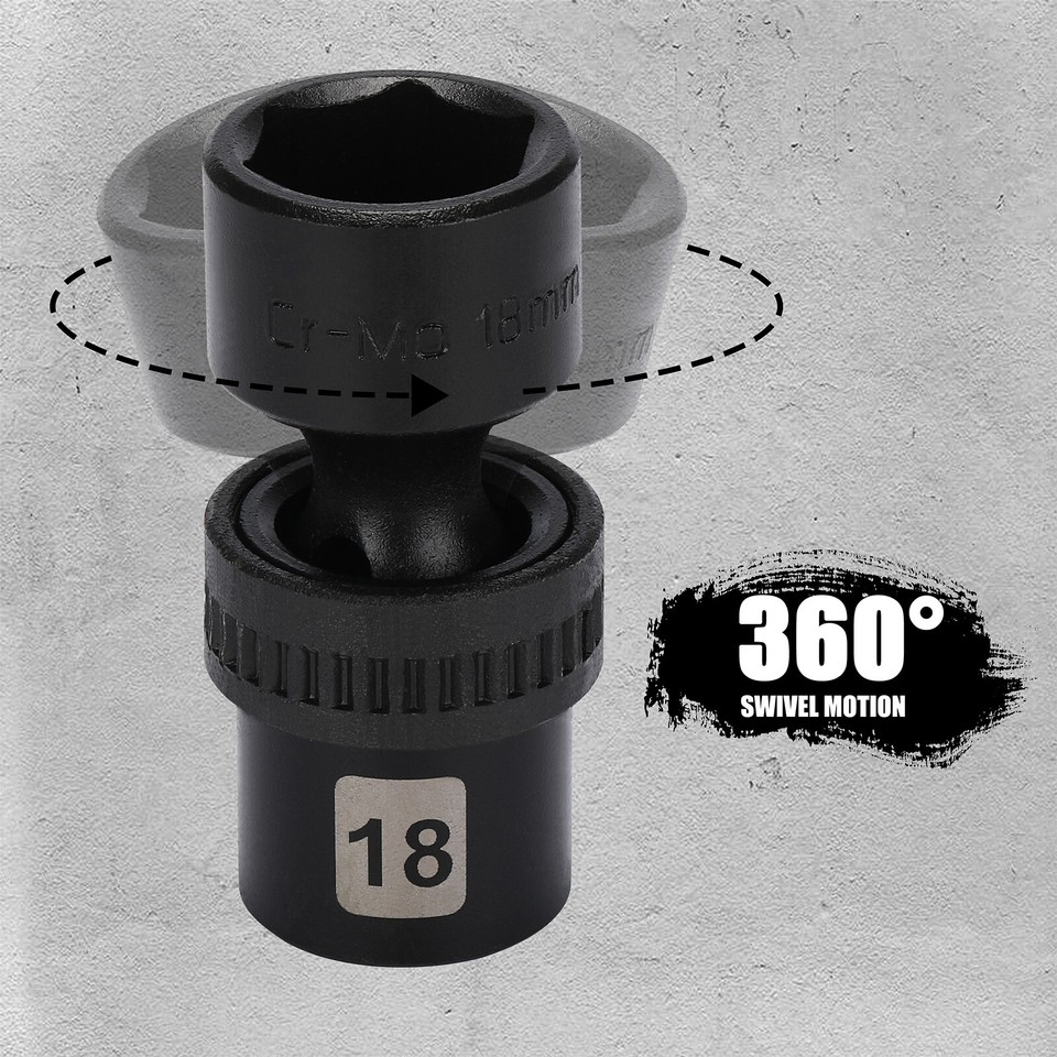 10 Pcs 3/8" Drive 6 Point Universal Flex Impact Socket Set, Metric,10mm ...
