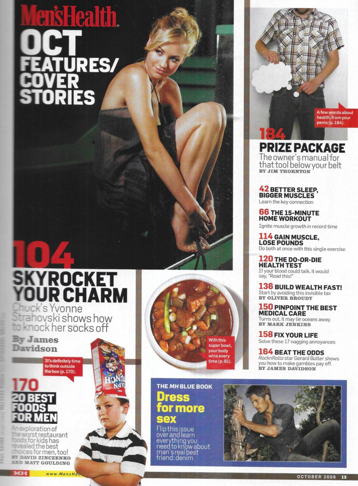 Men's Health Magazine Gerard Butler Good Life Guide NFL Muscle Camps ...