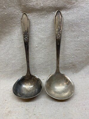 2 Vintage Ladles silver plated R & B (Rogers and Bros) A1 1933 Rosedale ...