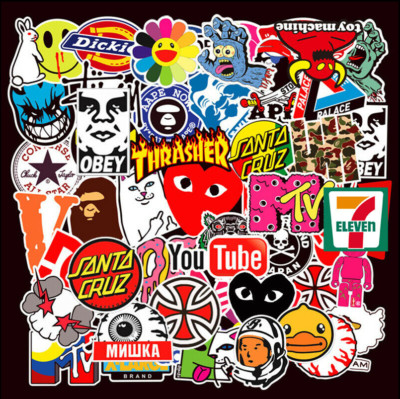 100pcs Brand Logo Sticker Pack Decal Vinyl Guitar Luggage Tide ...