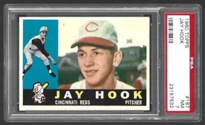 1960 Topps #187 Jay Hook Rookie - PSA 7 NR MT - Cincinnati Reds - 2nd ...