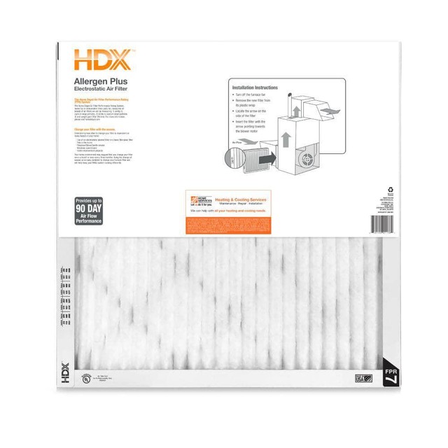 HDX Air Filter FPR 7 30 in. x 30 in. x 1 in. Allergen Plus ...