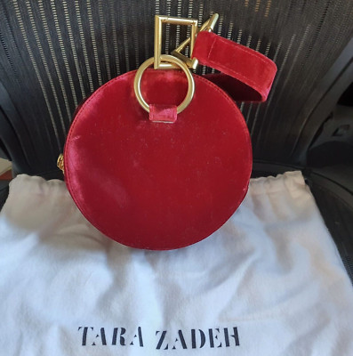 Tara Zadeh Azar Red Round Velvet Clutch Bracelet Bag | eBay UK