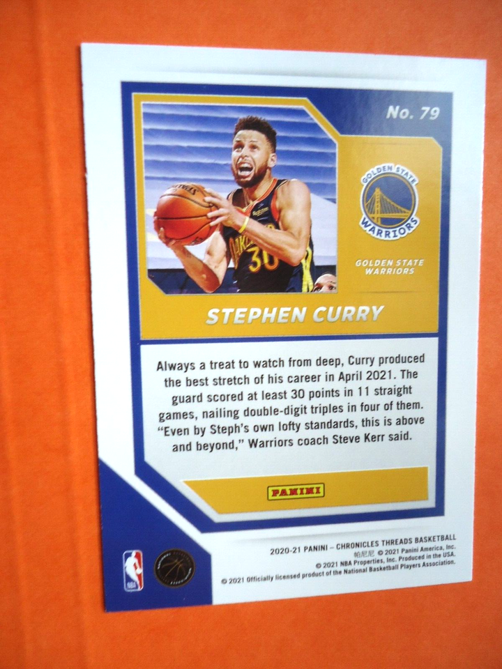 Stephen Curry - 2020-21 Panini Threads Basketball card # 79 - Warriors ...