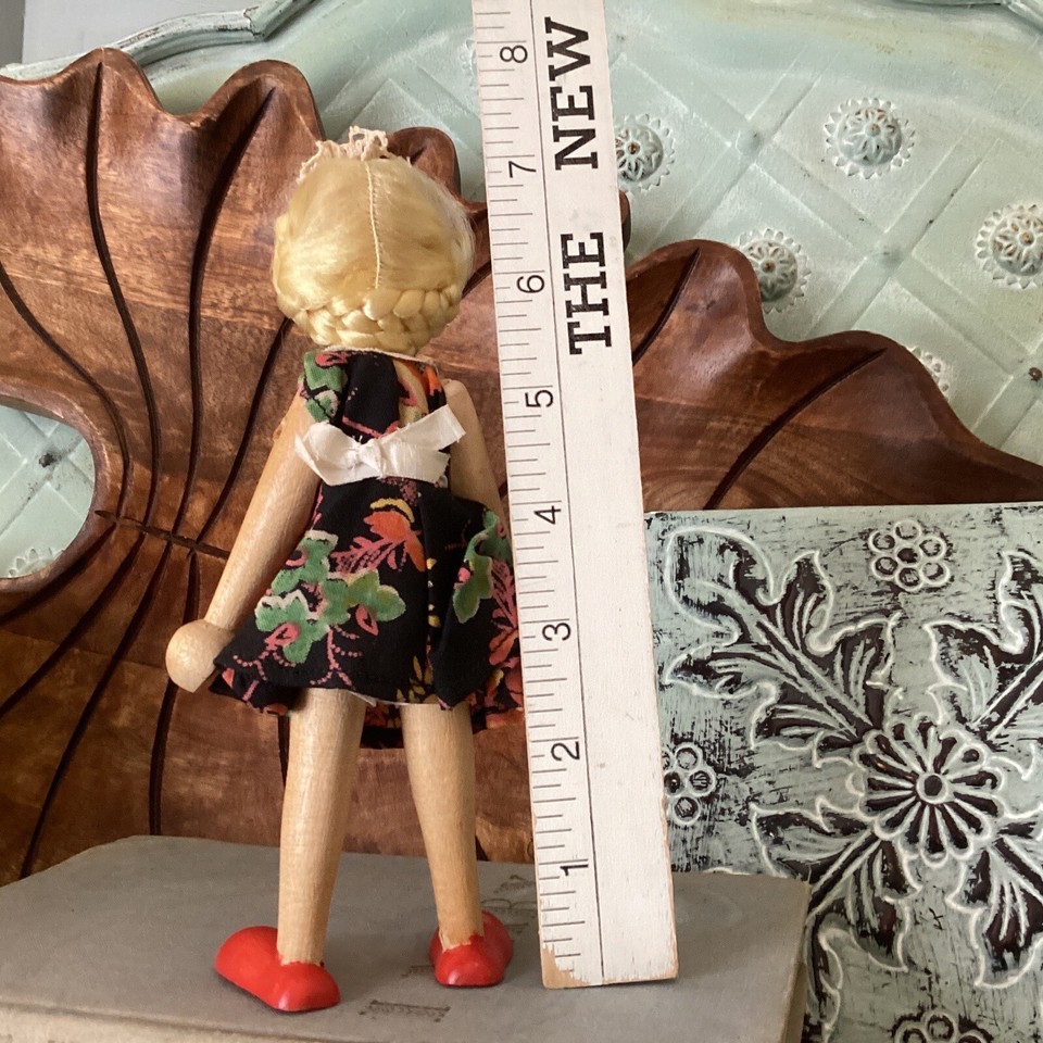 Vintage Polish Wood Peg Doll from Poland figure in dress Blonde | eBay