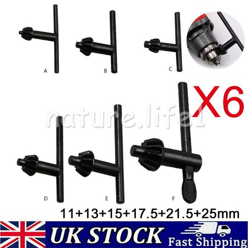 6x Black CHUCK Key Set Drill Machine Lathes Pillars Tools Home Garage ...