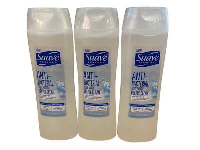 Lot of 3 Suave Essentials Anti-Bacterial Body Wash Deeply Clean 15oz ...