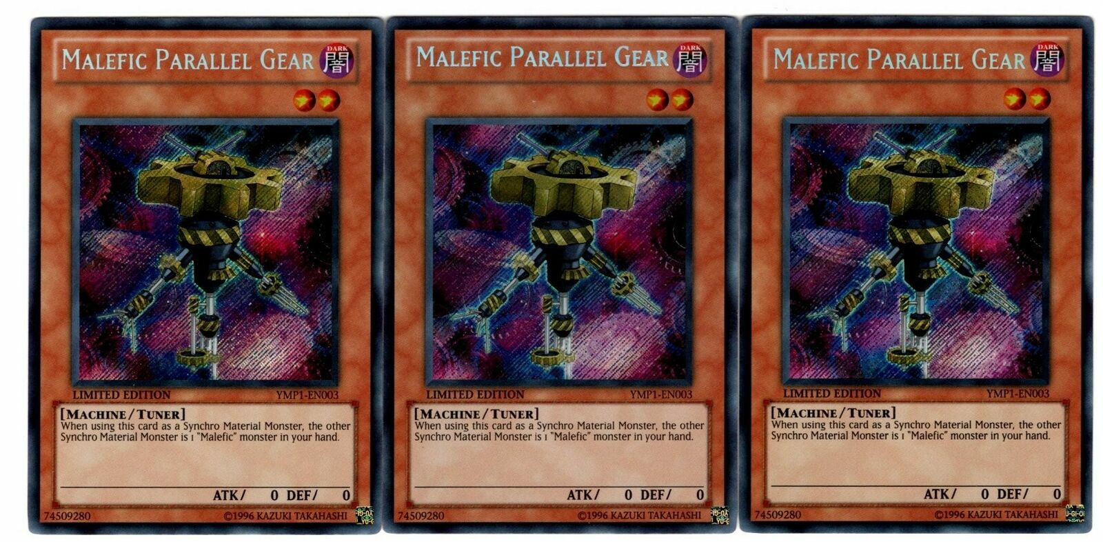 3x Malefic Parallel Gear SECRET RARE x3 Yugioh YMP1-EN003 Movie Playset - LP | eBay