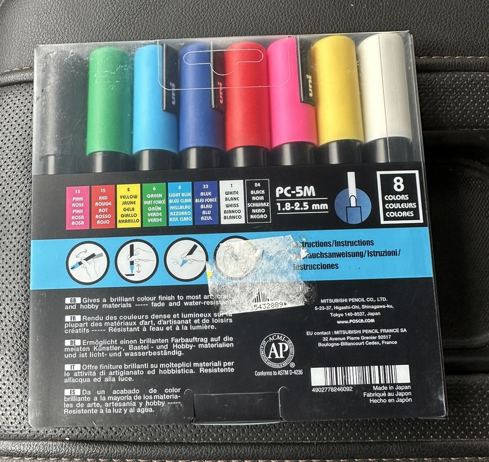 POSCA Paint Markers, Medium Point Marker Tips, PC-5M, Assorted Ink, 8 ...