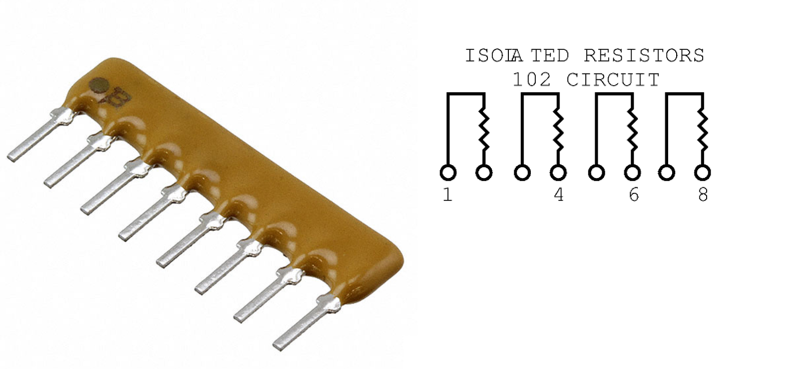 10 PCS Bourns 8 Pin RESISTOR NETWORK 1M OHM 2% 8 PIN SIP NET ARRAY OF 4 ...