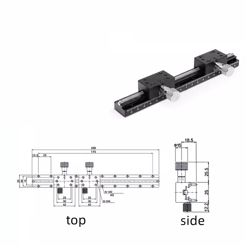 CNC X-axis dovetail groove slider LWX25-L200-2 180mm stroke Manual ...