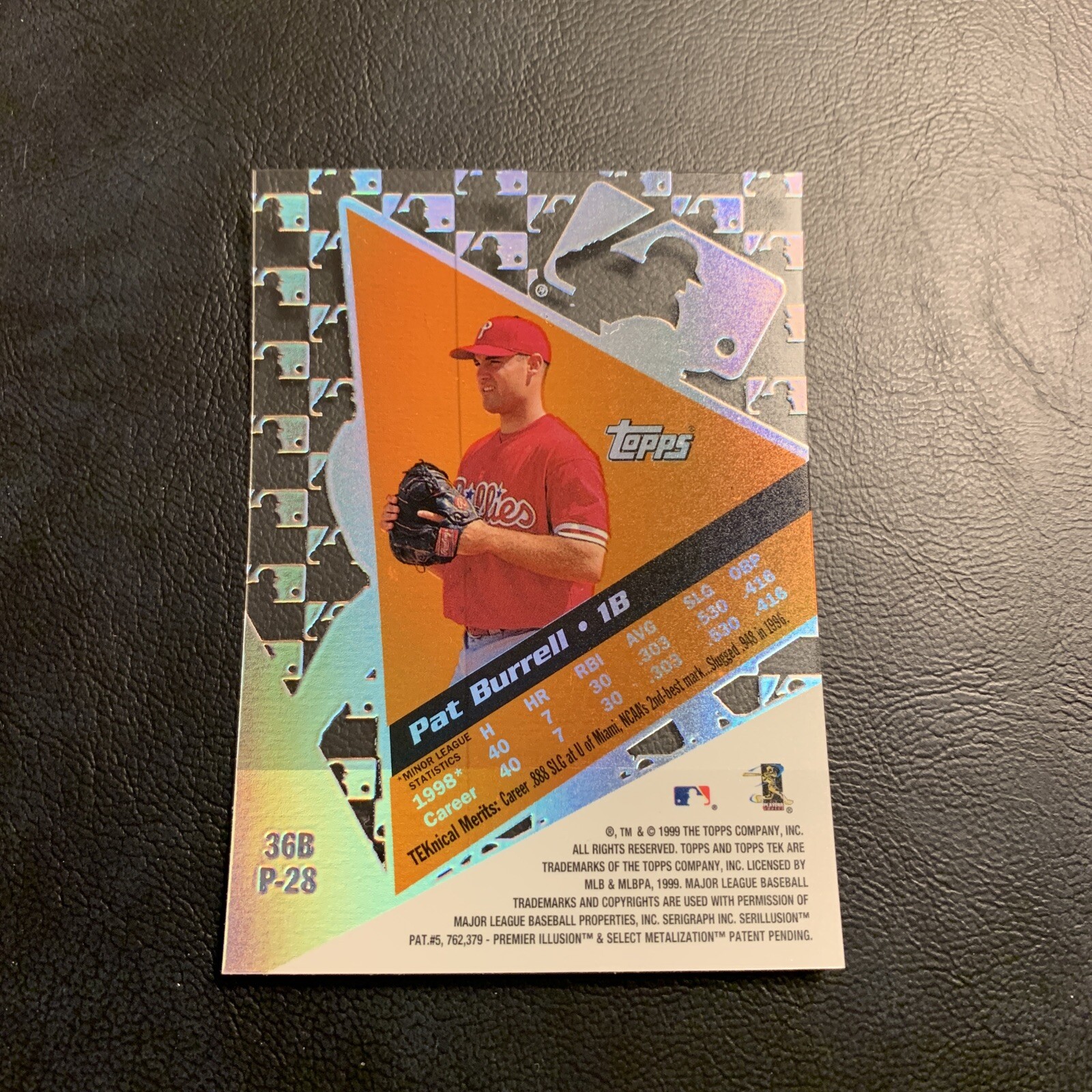 1999 Topps Tek - Pat Burrell #36B Pattern 28 (RC) for sale online | eBay
