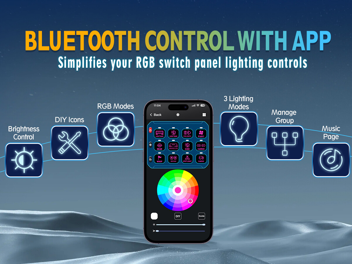 COLIGHT 12 Gang APP Switch Panel LED Light Bar Control Circuit Panel ...