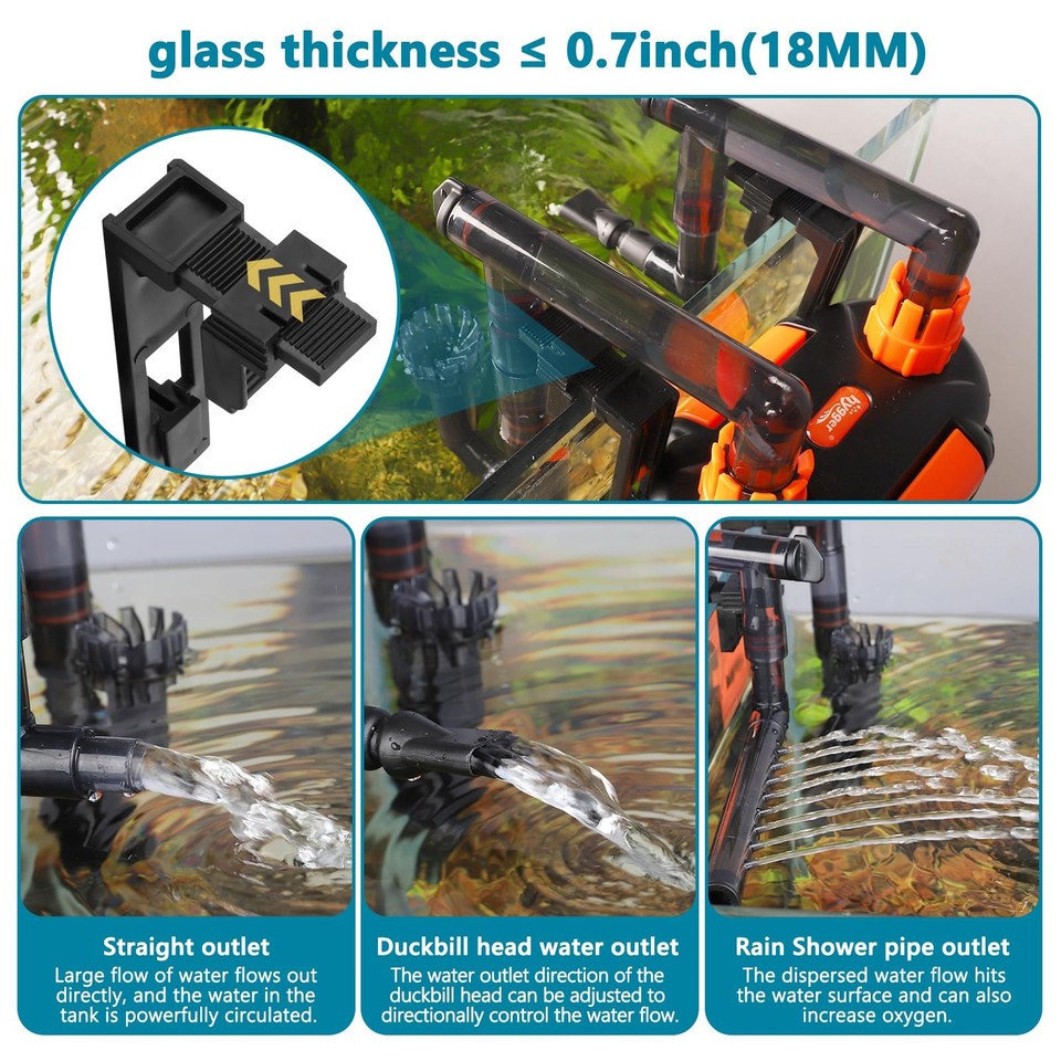 hygger External Hang-On-Back Canister Aquarium Filter, Quiet Fish Tank ...