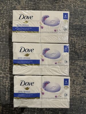 18 Bars DOVE Anti Stress Beauty Bar Soap w/Blue Chamomile Oat Milk 3.75 ...