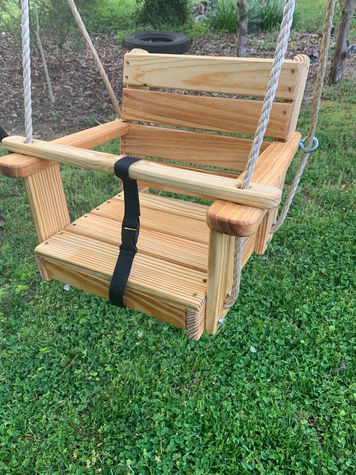 Pine Wood Baby Swing-Toddler Swing-Wood Tree Swing-HandCraft in USA N.C ...