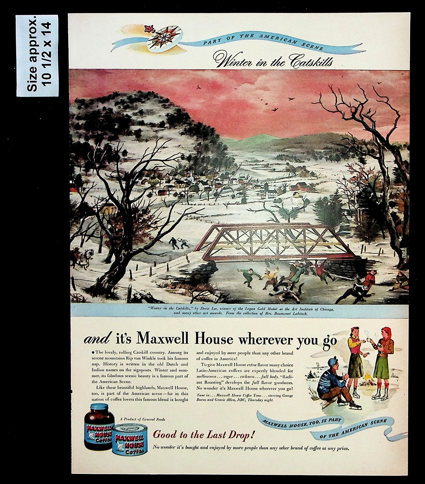 1947 Maxwell House Coffee Winter in Catskills Art Vintage Print Ad ...