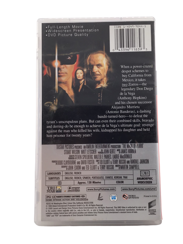 The Mask of Zorro Sony PSP UMD Video Full-Length Movie Tested Good ...