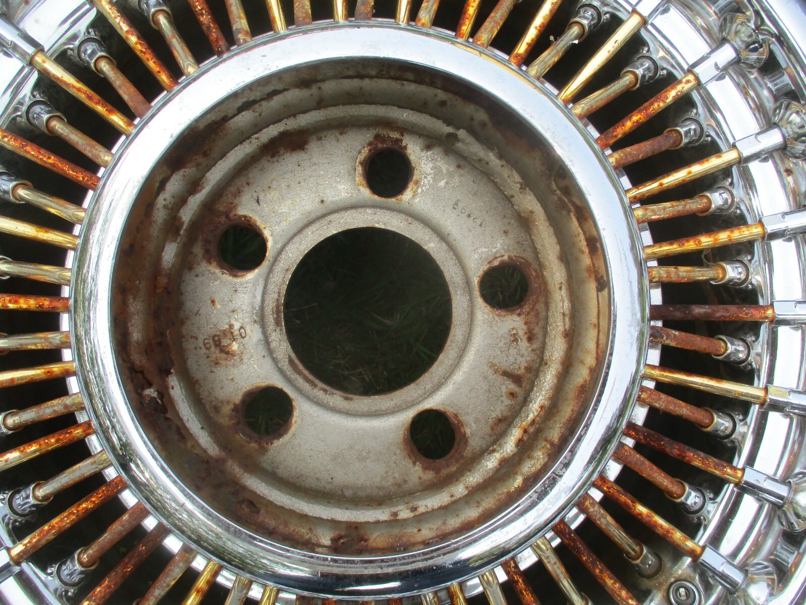 15'' x 7'' Vintage Mclean ? Chrome 60 gold Spoke Wire Wheel 5x4.75 ...