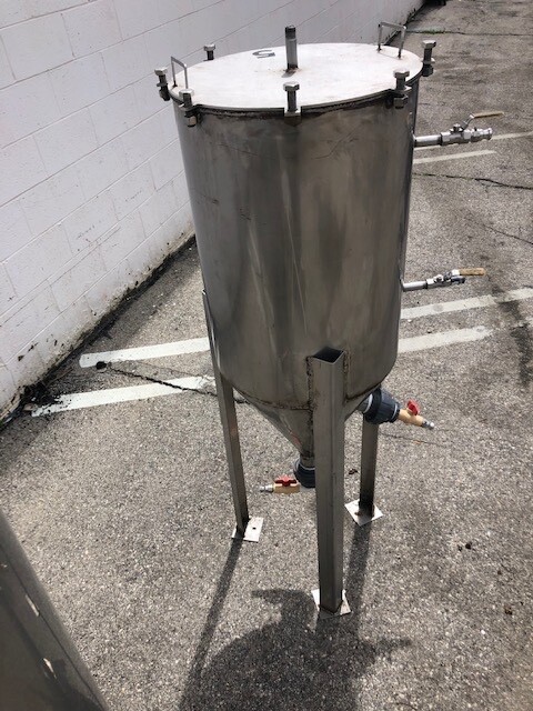 Qty~1 stainless steel cone bottom tank conical hopper 45 gallon CCT ...