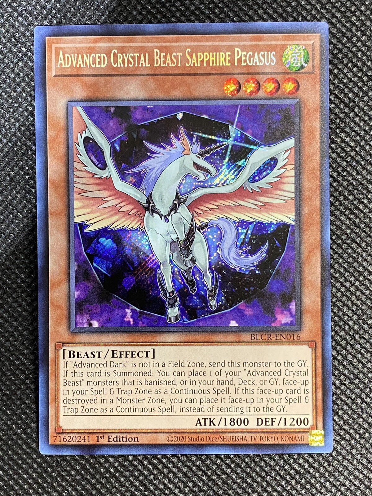 YuGiOh! Advanced Crystal Beast Sapphire Pegasus BLCR-EN016 Secret Rare ...