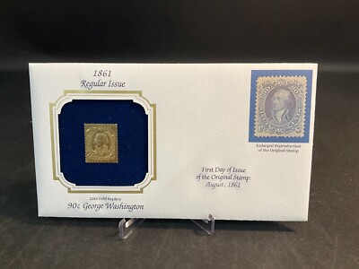 1861 Regular Issue 90¢ George Washington FDC 22K Gold Stamp Replica | eBay