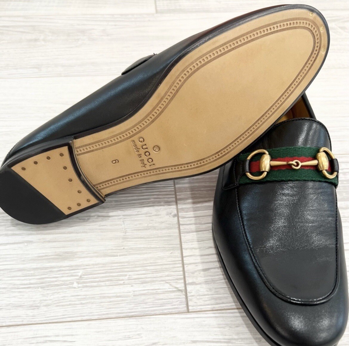 Gucci Web Brixton Leather Loafers Size Gucci 6 - Gem