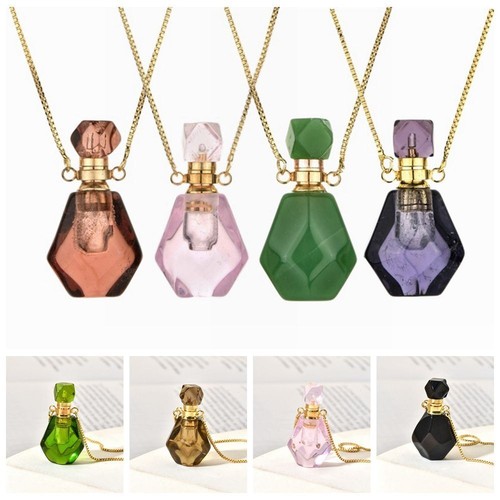 Oil Pendant Natural Stone Necklace Perfume Bottle Pendant Oil Diffuser ...